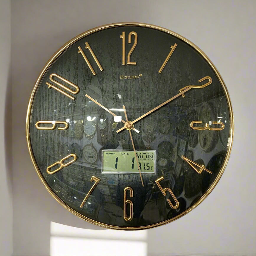 COMPAS Brand | 12 Inch | Day & Date |3D Digits Wall Clock. – Decor And More
